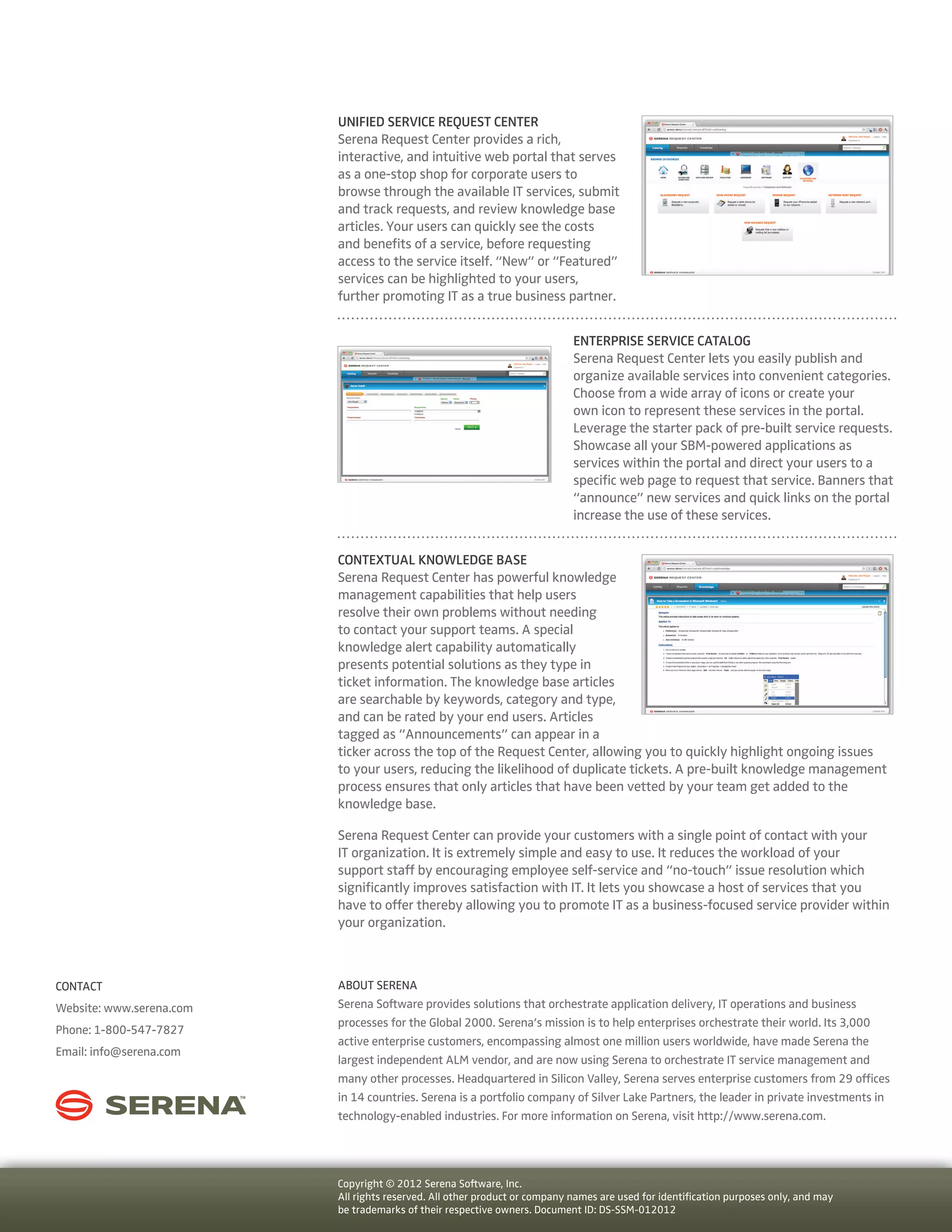 Serena Request Center | PDF