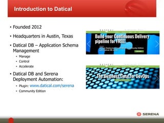 DevOps Drive-In: Automate Database Deployments in Your Continuous Delivery Pipeline with Serena ...