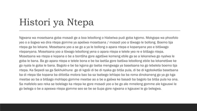 Sererwa sa Podilane Mankga ka sehlopha sa Ntepa | PPT