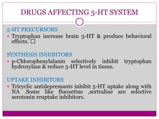 Seretonin (5HT) and Its Antagonists Pharmacology | PPTX