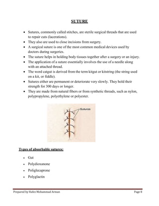 Surgical Dressing Pharm-1203. Dept of Pharmacy | PDF