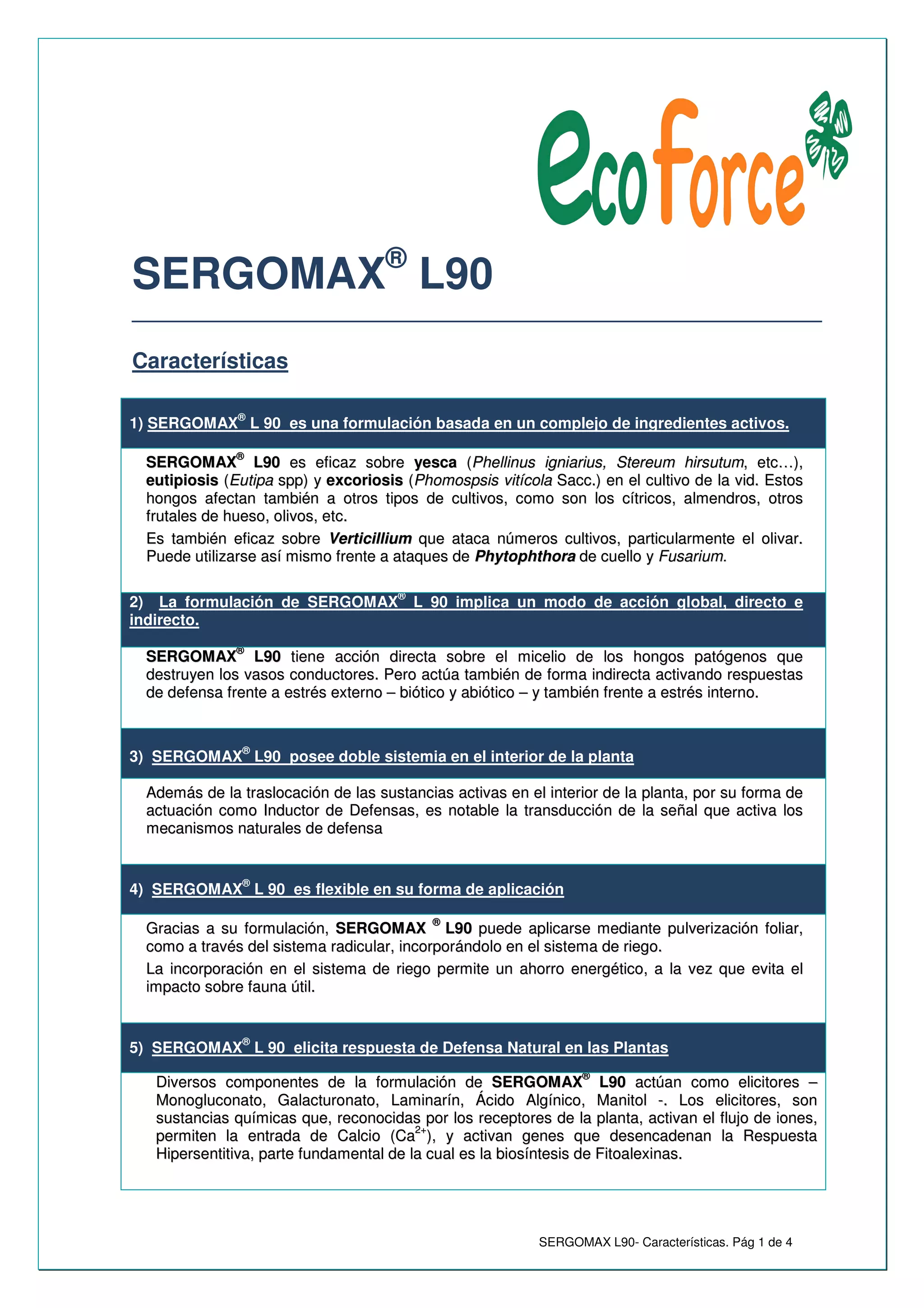 Sergomax l90 argumentario básico (resumen) | PDF