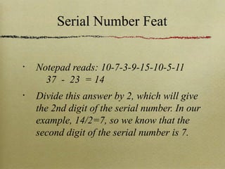 Serial Number Feat | PPT
