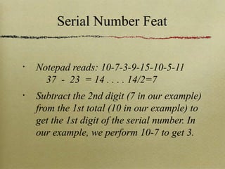 Serial Number Feat | PPT