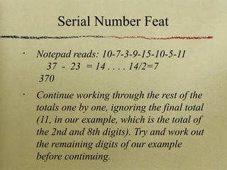 Serial Number Feat | PPT
