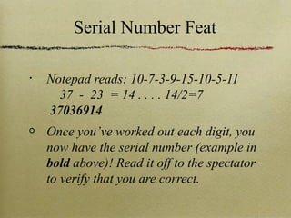 Serial Number Feat | PPT
