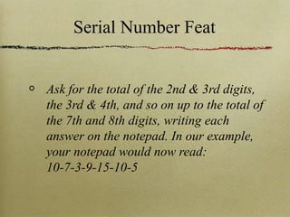 Serial Number Feat | PPT