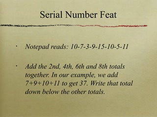 Serial Number Feat | PPT