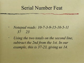 Serial Number Feat | PPT