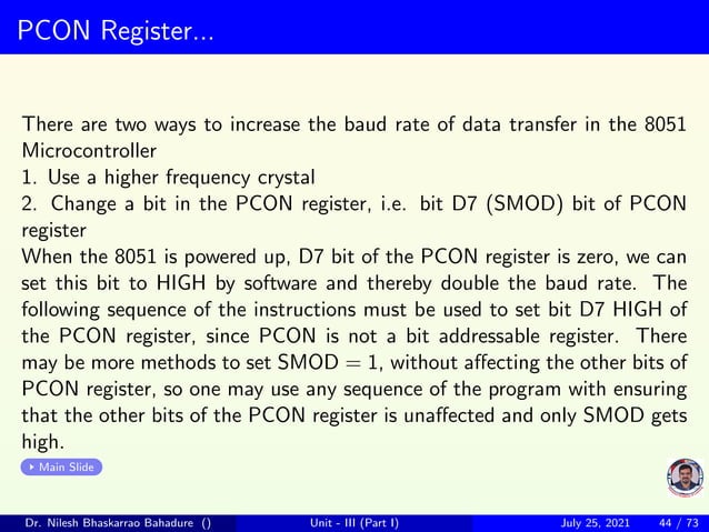 Serial communication of microcontroller 8051 | PDF