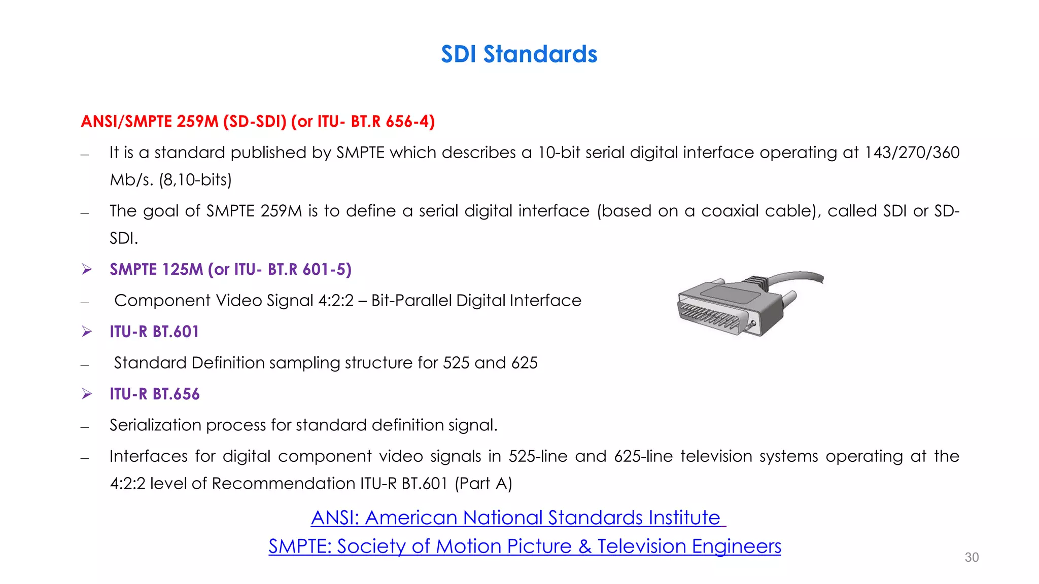 Serial Digital Interface (SDI), From SD-SDI to 24G-SDI, Part 1 | PDF