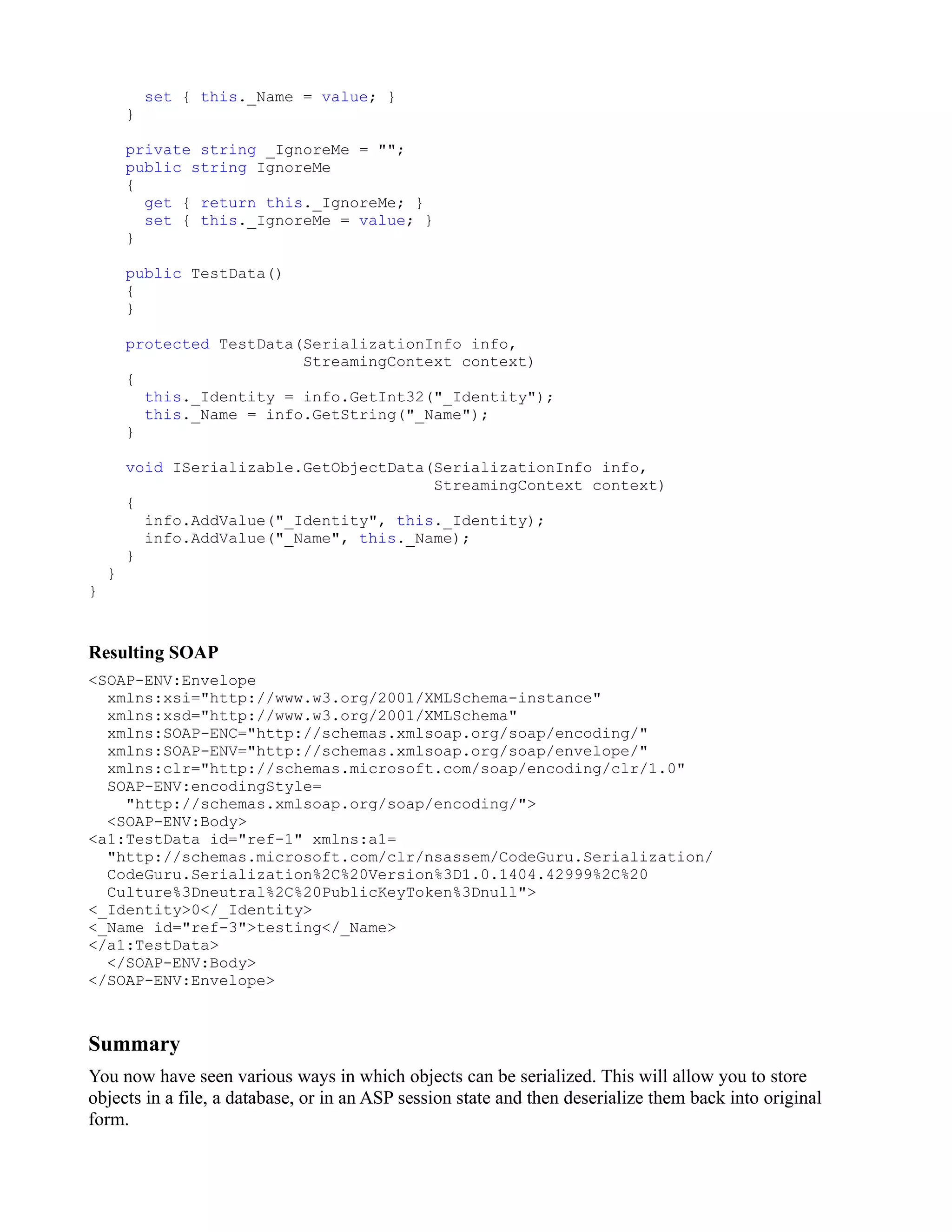 Serialization in .NET