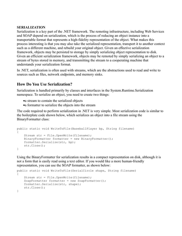 Serialization in .NET