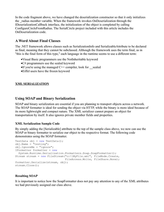 Serialization in .NET