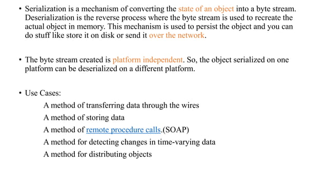 Serialization | PPTX | Programming Languages | Computing