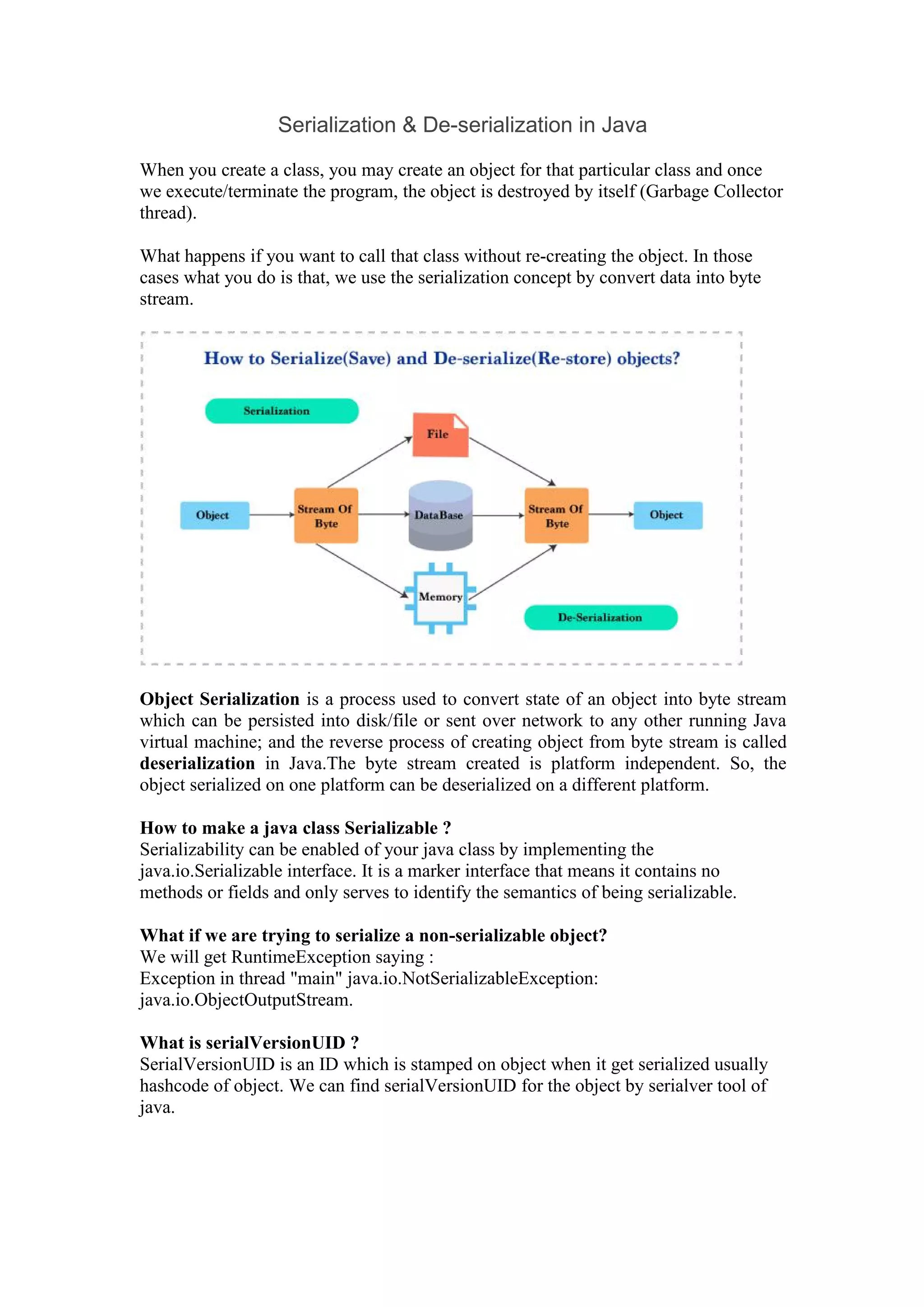 Serialization And De Serialization In Java Pdf