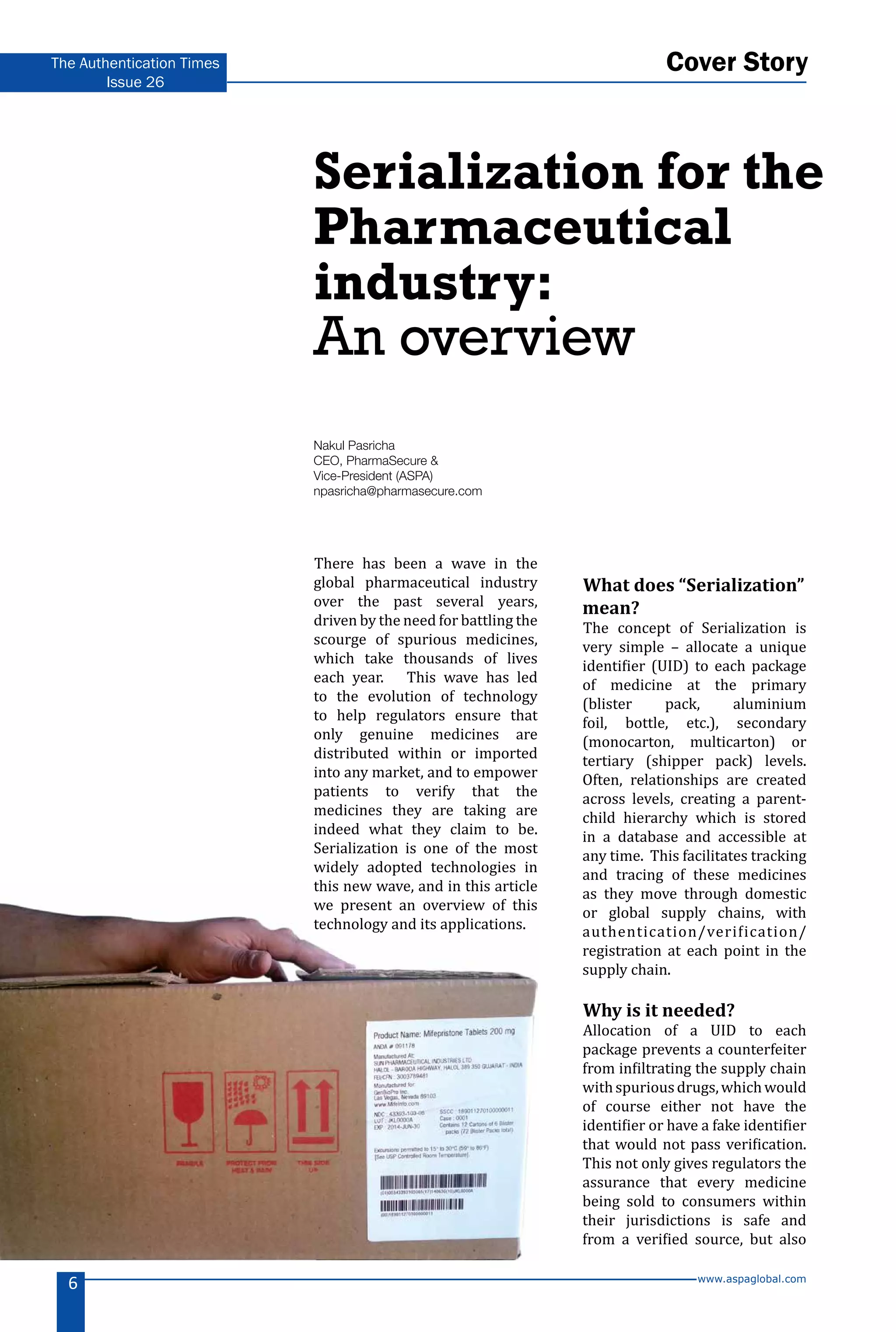 Serialization for the pharmaceutical industry an overview | PDF