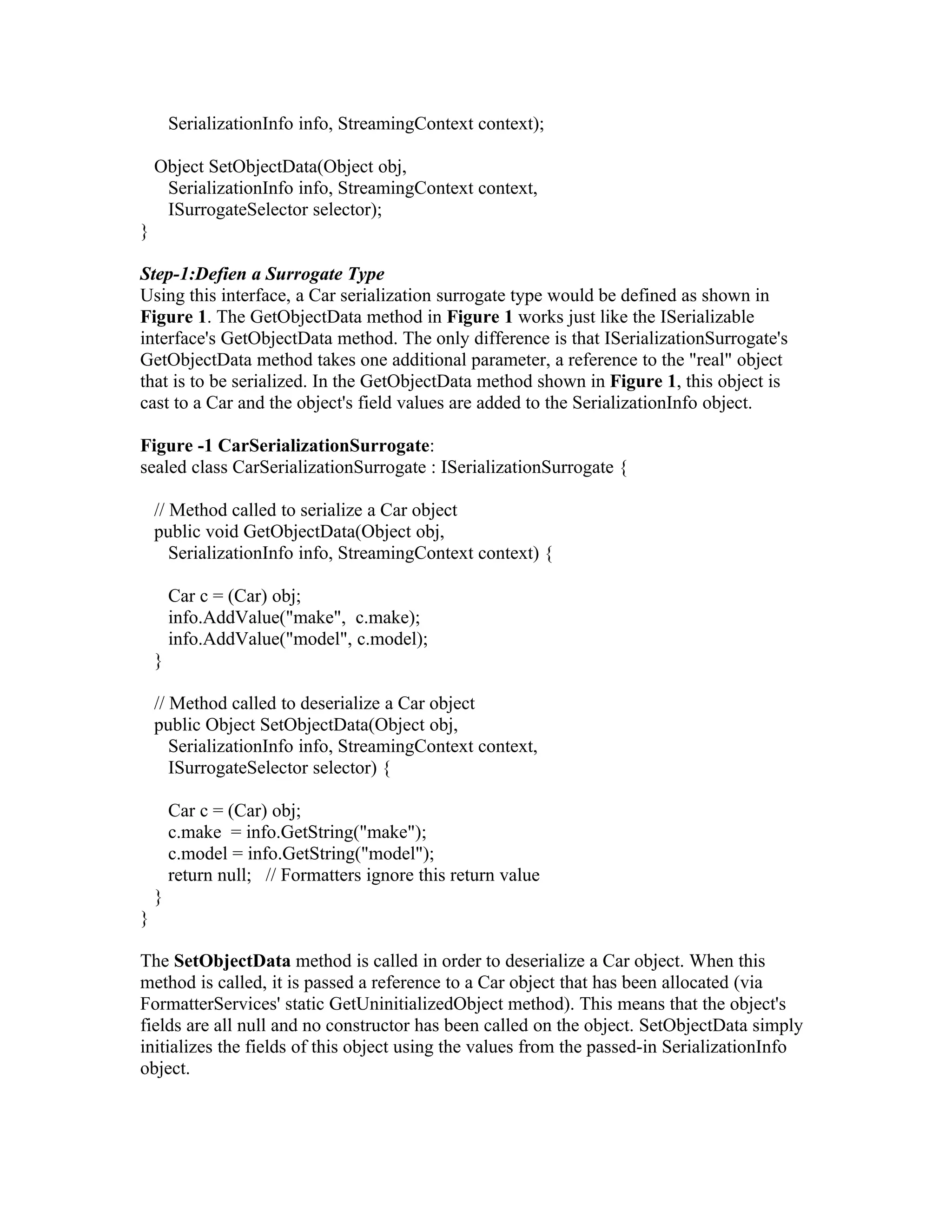 Serialization Surrogates | DOC | Programming Languages | Computing