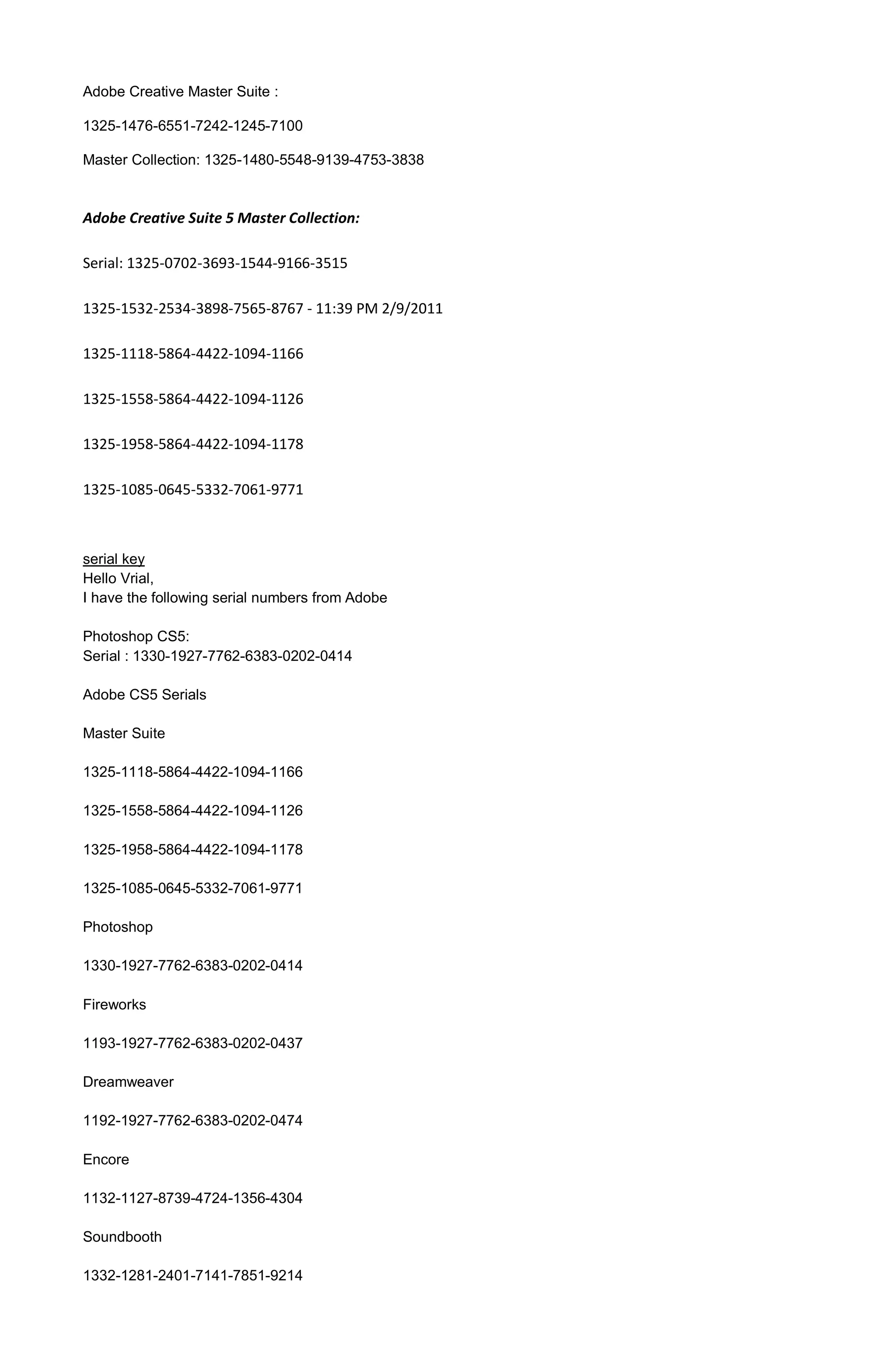 Serial key adobe master collection 5 | PDF