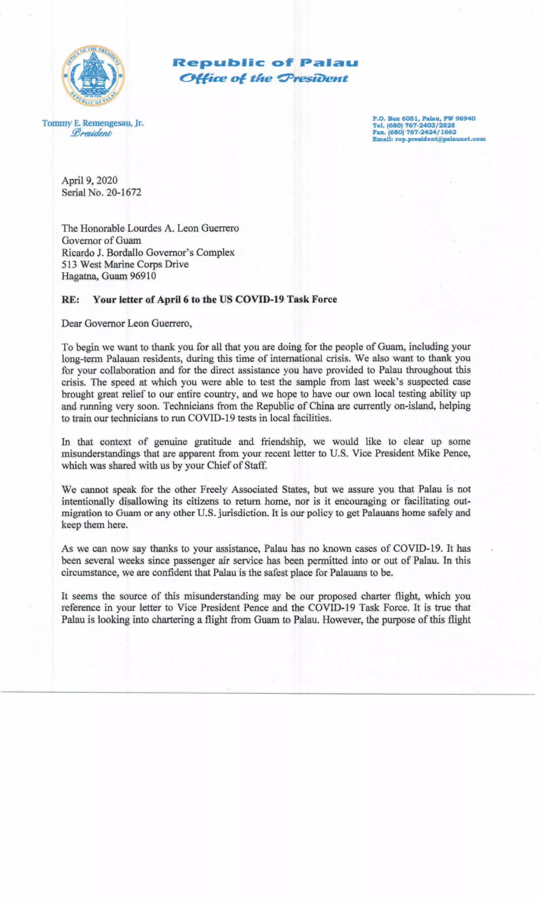 Letter from Palau to Guam | PDF