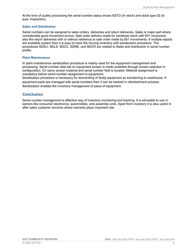 SAP Serial number management | PDF