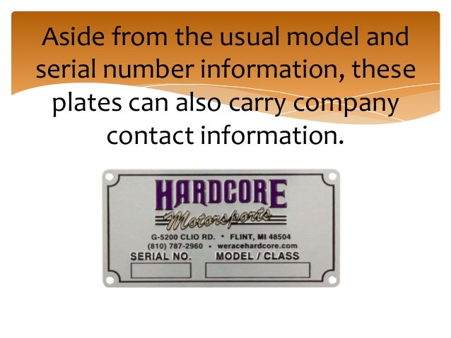 Serial Number Plates and Their Uses