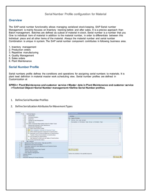 Serial number profile configuration for material | DOC