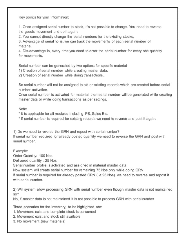 Serial number profile configuration for material | PDF