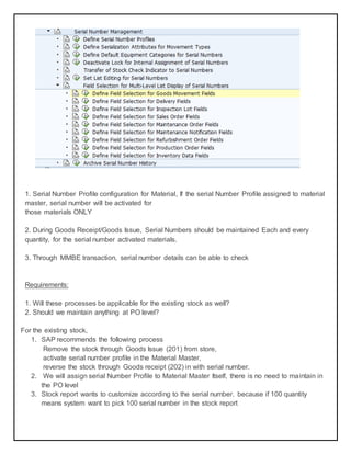 Serial number profile configuration for material | DOC