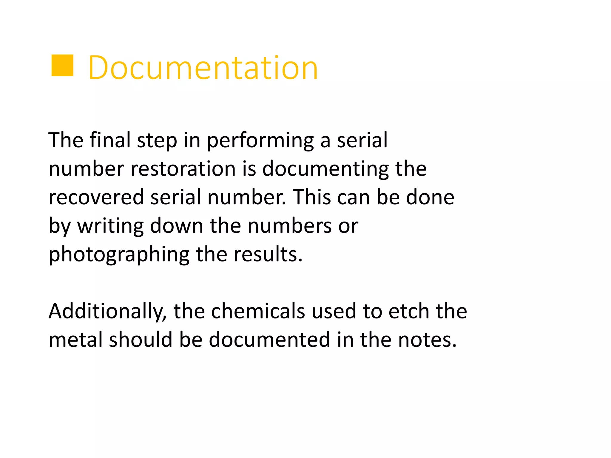 Serial number restoration | PPTX