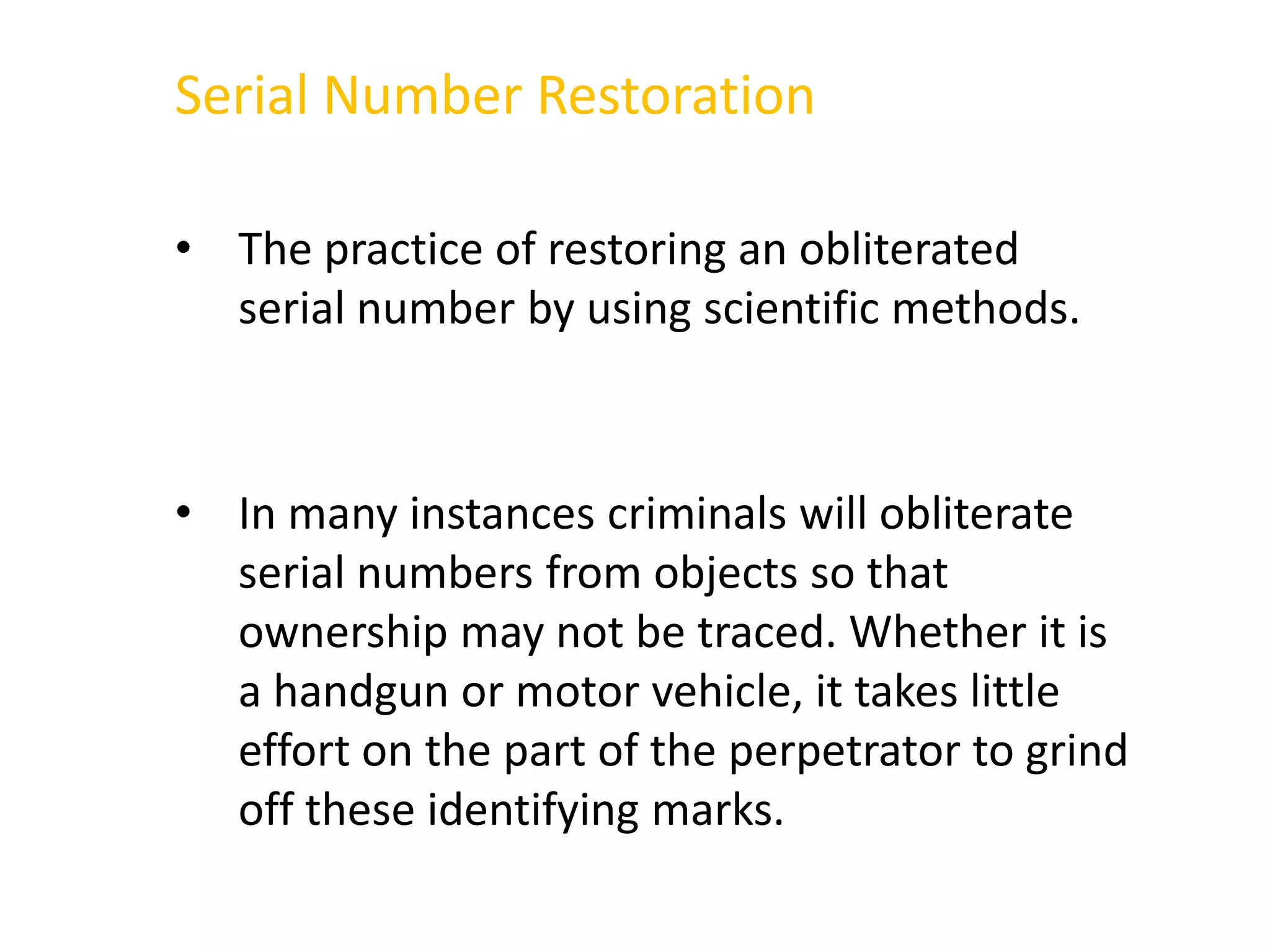 Serial number restoration | PPTX