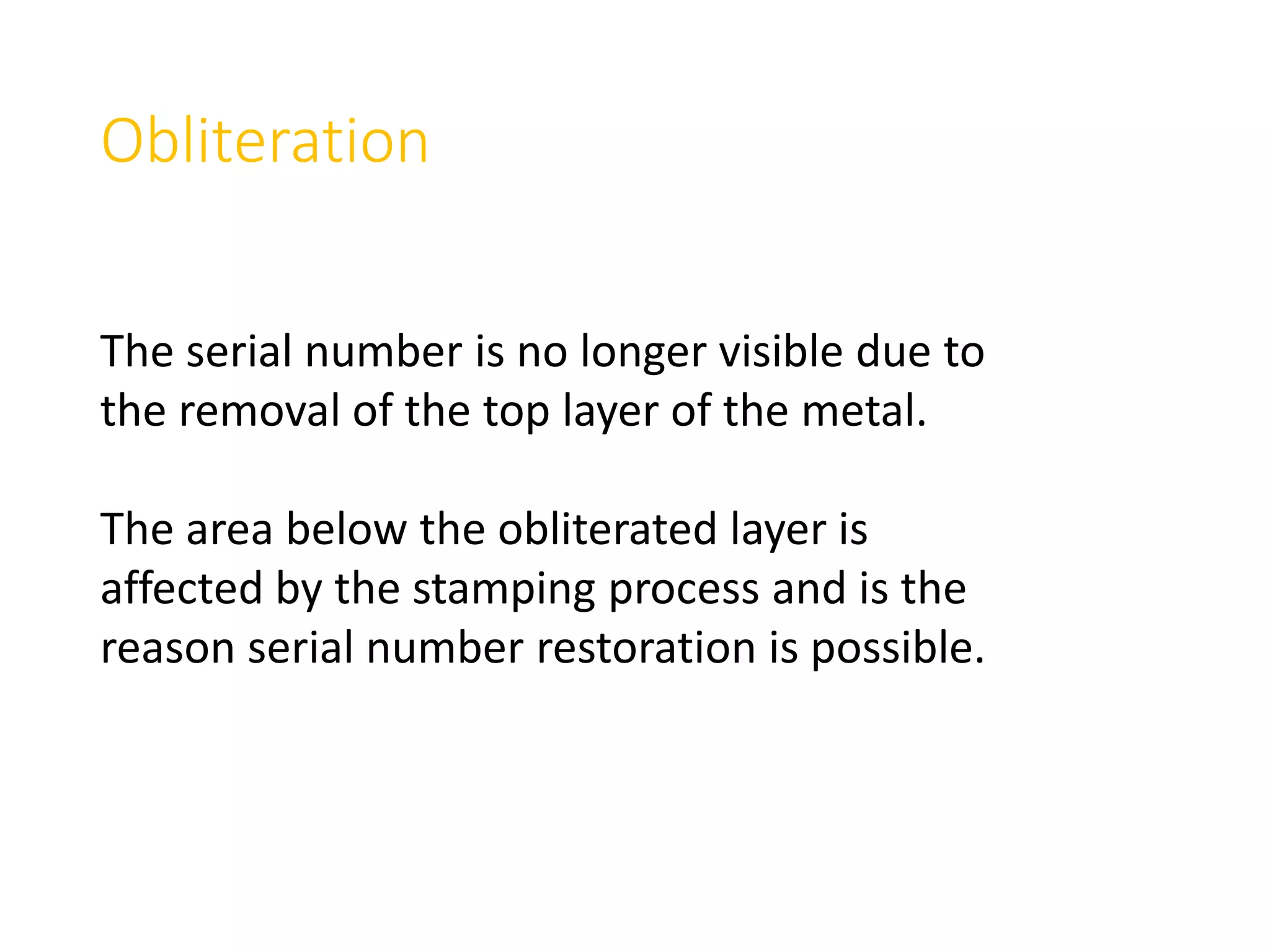Serial number restoration | PPTX