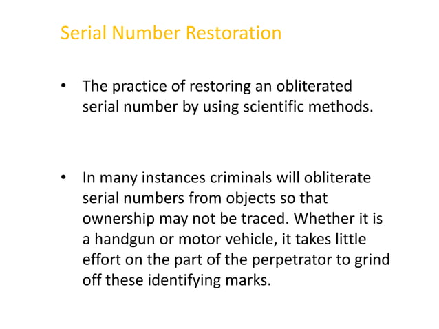 Serial number restoration | PPT