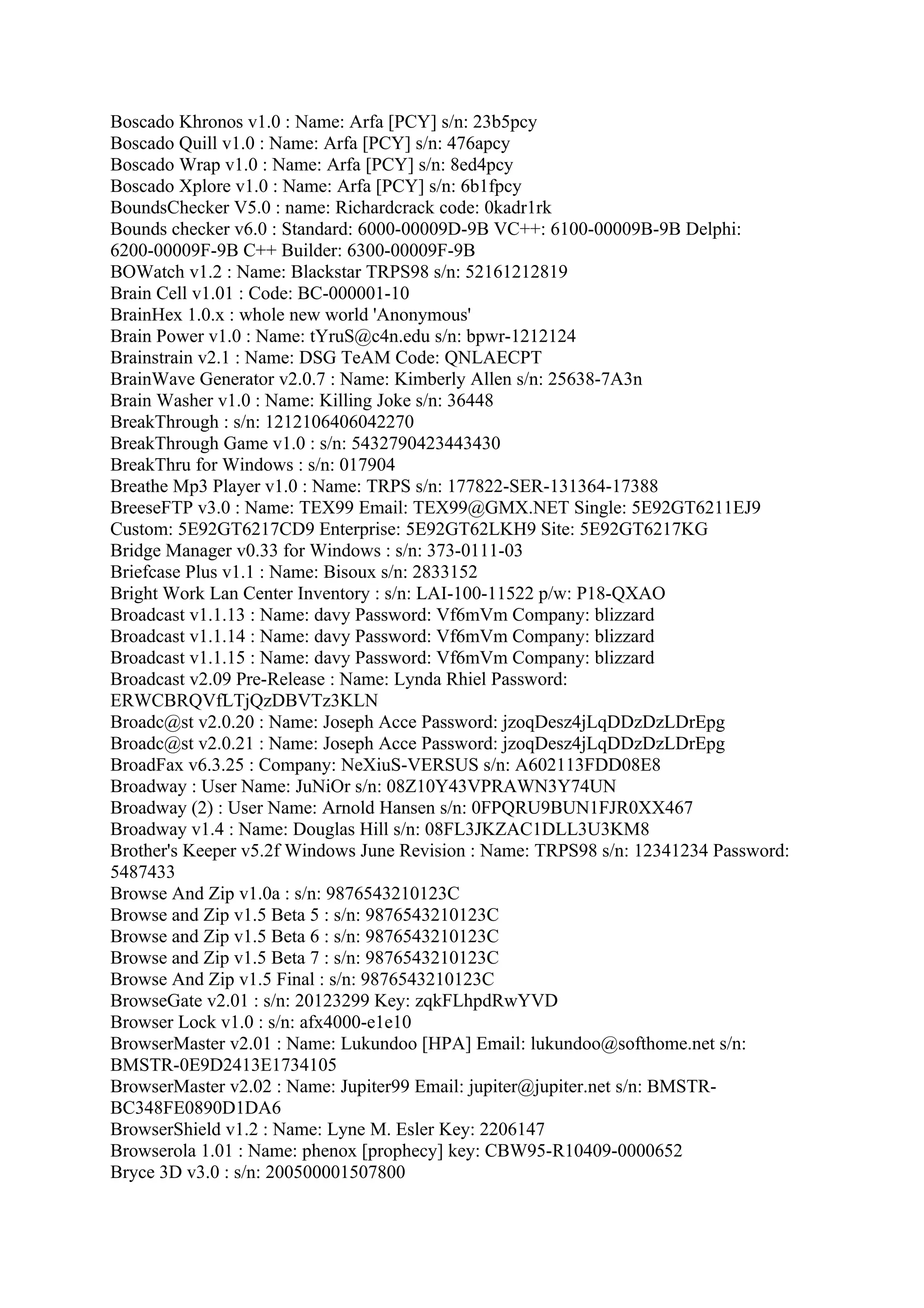 Serial numbers | DOC