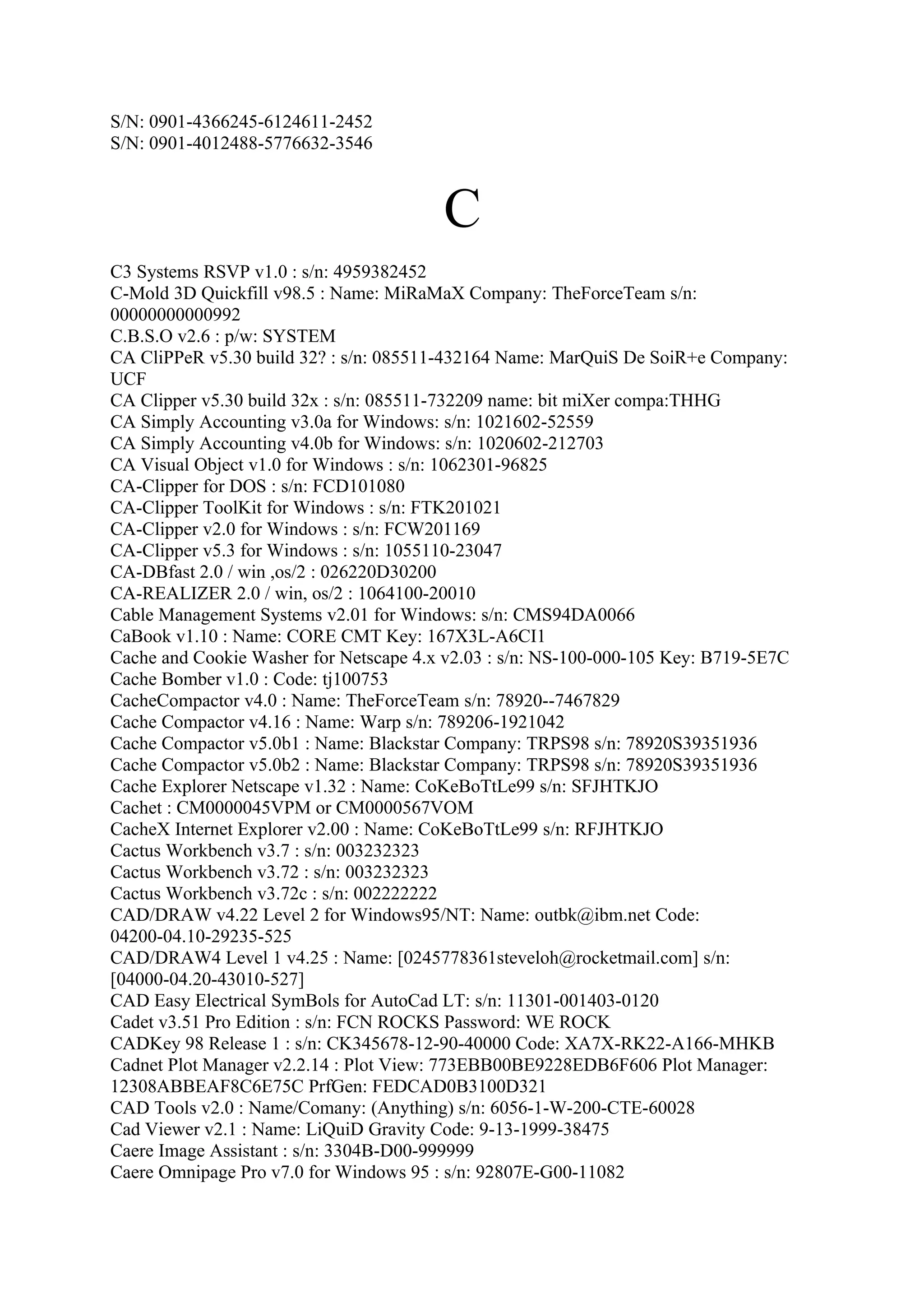 Serial numbers | DOC