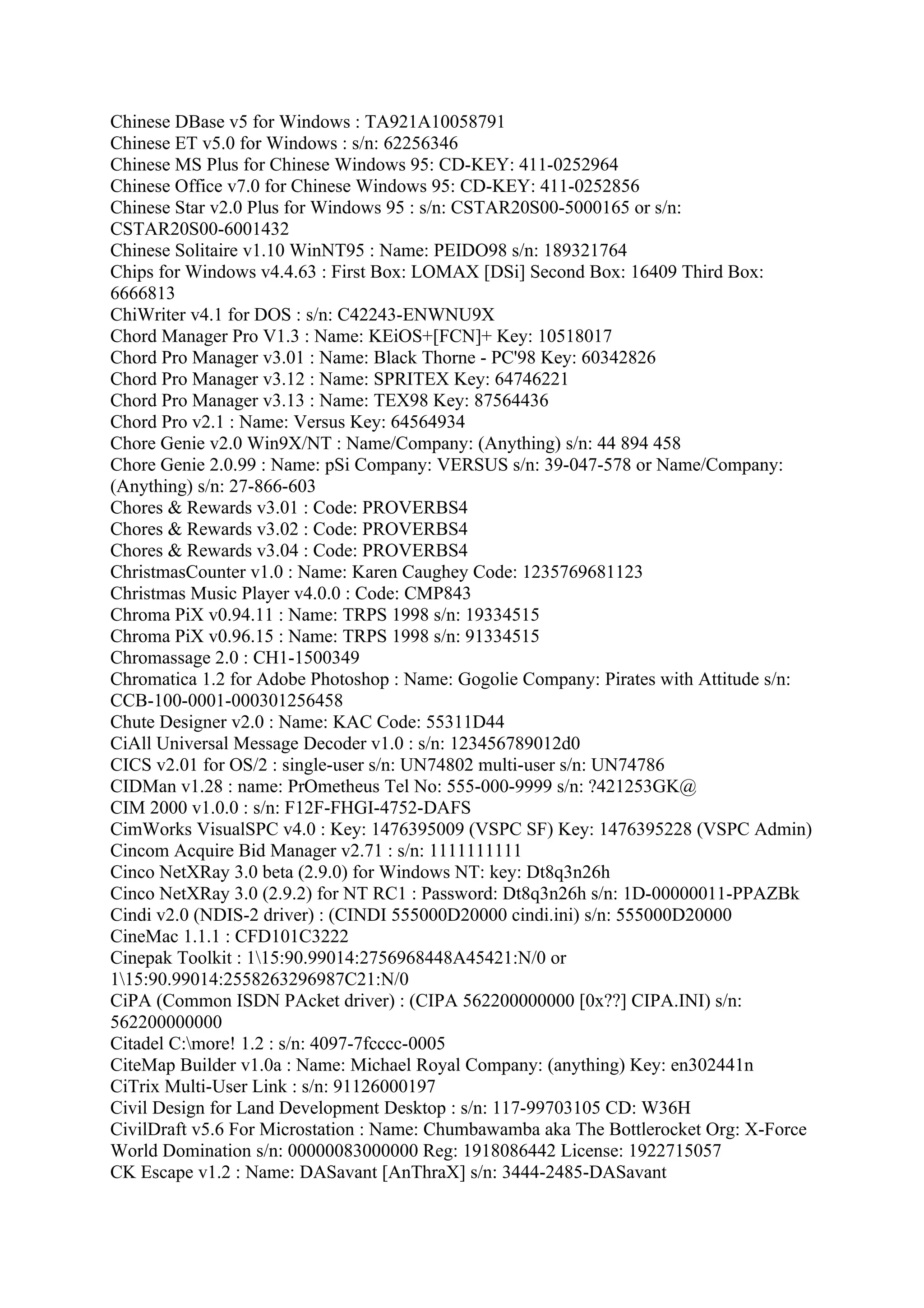 Serial numbers | DOC