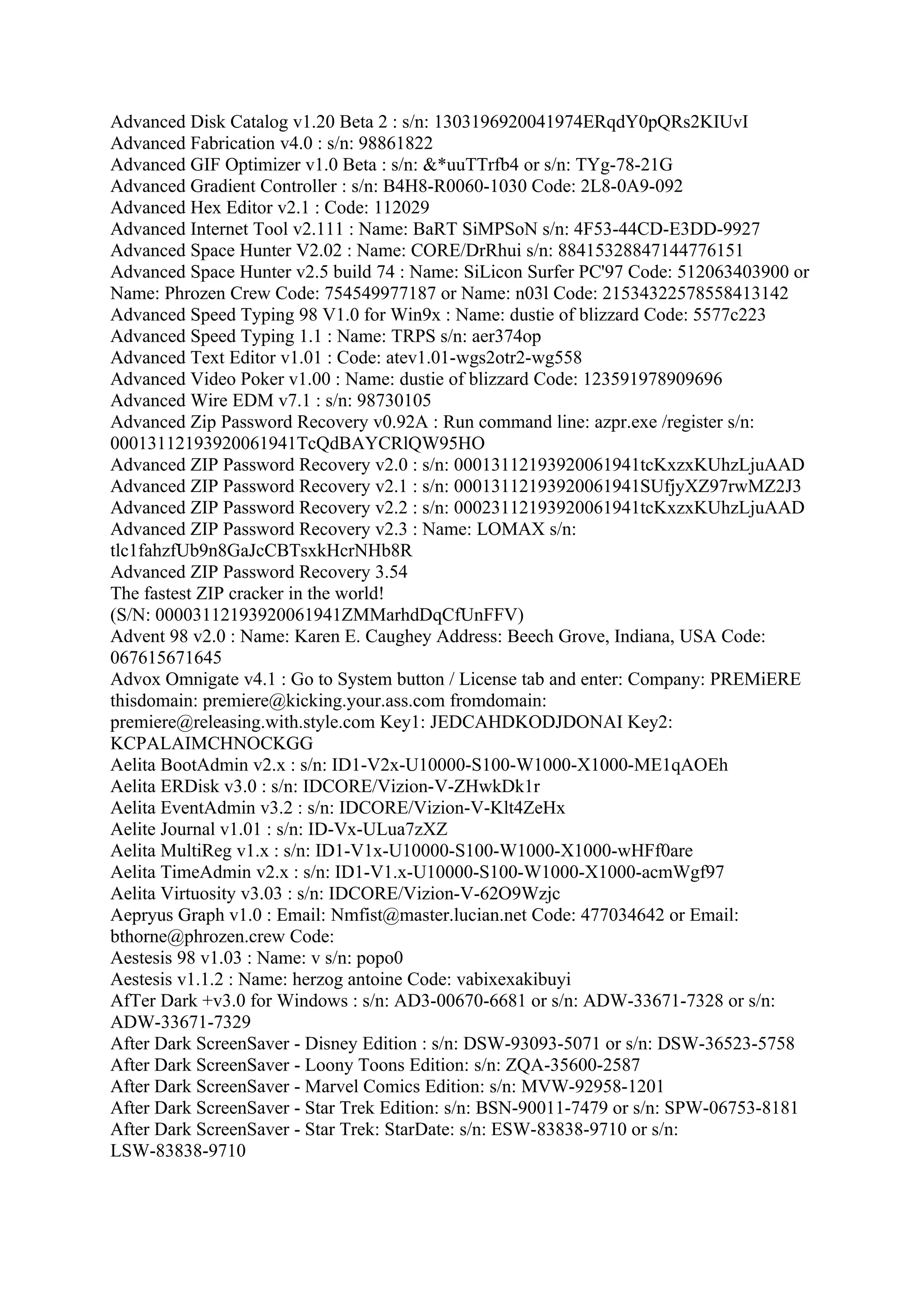 Serial numbers | DOC
