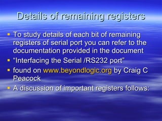 AN INTRODUCTION TO SERIAL PORT INTERFACING | PPT