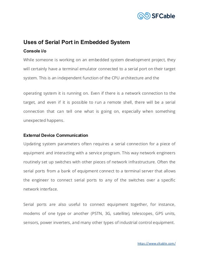 Serial port in an embedded system types and uses | PDF | Computer ...