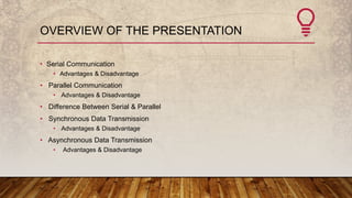 Serial vs Parallel communication & Synchronous and Asynchronous ...