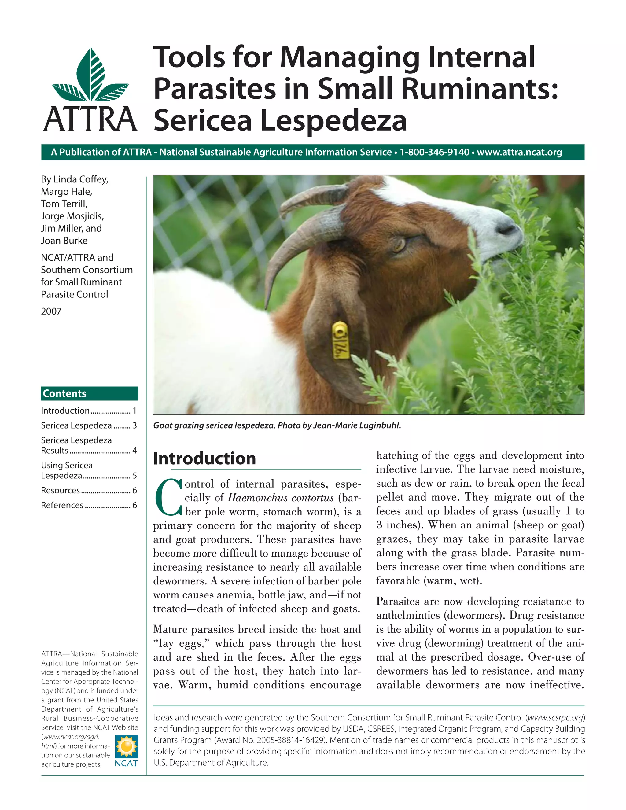 Tools for Managing Internal Parasites in Small Ruminants: Sericea ...