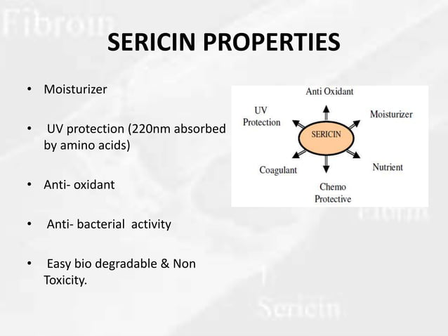Sericin and its applications in textiles | PPTX | Chemistry | Science