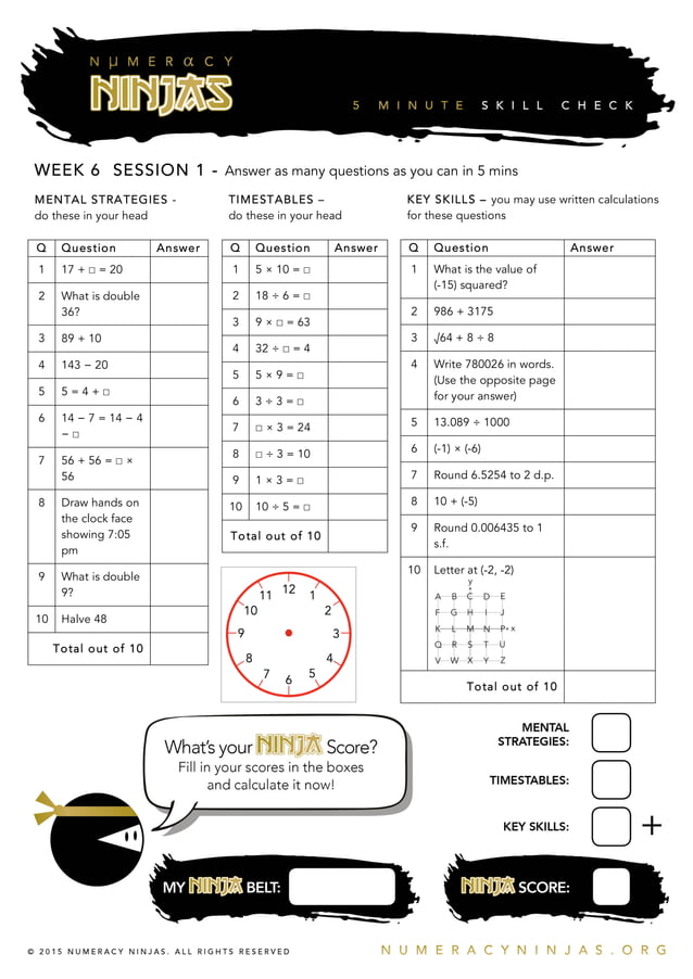 Series a-numeracy-ninjas-skill-book-1-session | PDF | Standardized ...