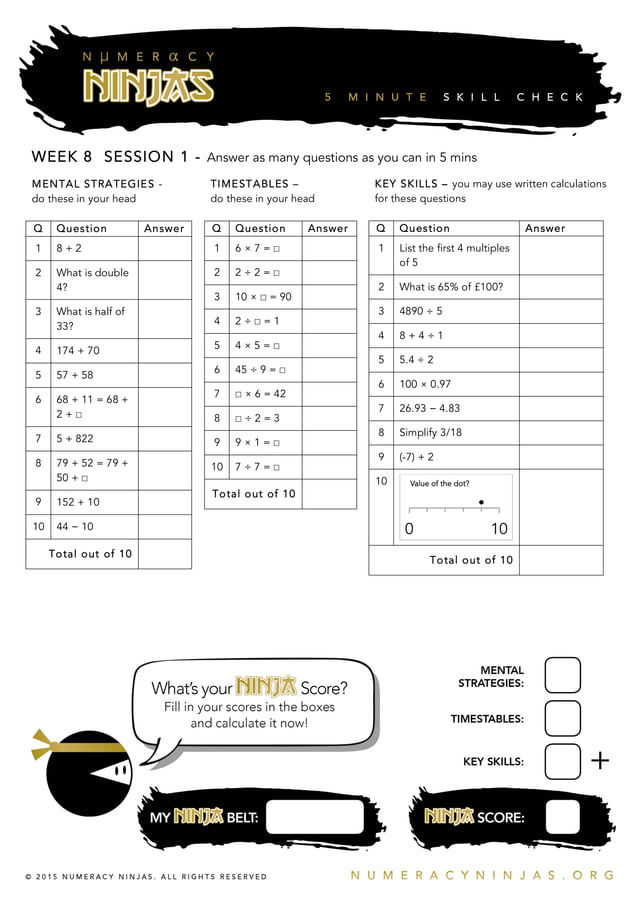 Series a-numeracy-ninjas-skill-book-1-session | PDF | Standardized ...