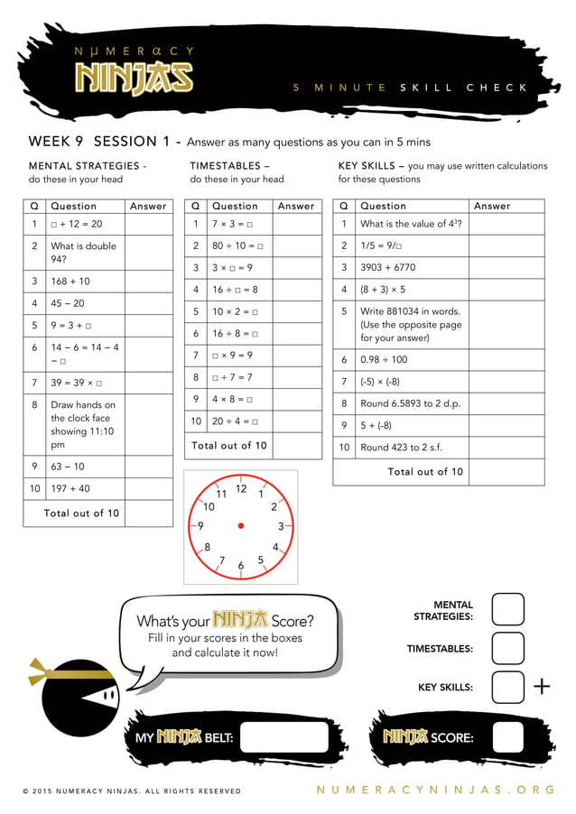 Series a-numeracy-ninjas-skill-book-1-session | PDF | Standardized ...