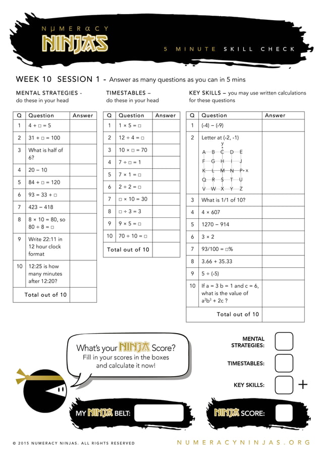 Series a-numeracy-ninjas-skill-book-1-session | PDF | Standardized ...