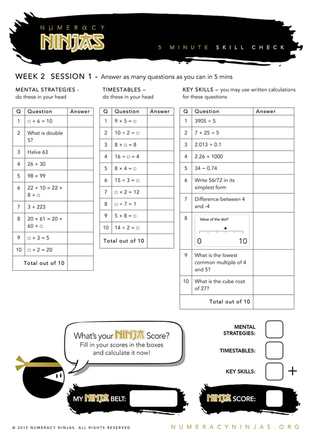 Series a-numeracy-ninjas-skill-book-1-session | PDF | Standardized ...