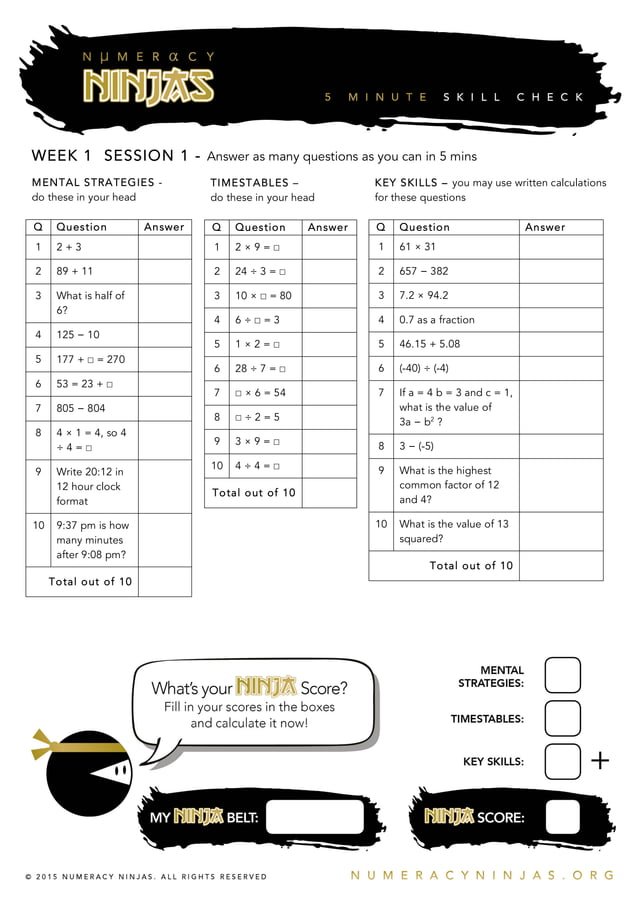 Series a-numeracy-ninjas-skill-book-1-session