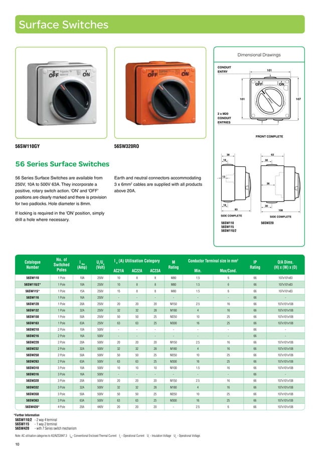 Series 56 industrial switches ip66 schneider clipsal | PDF