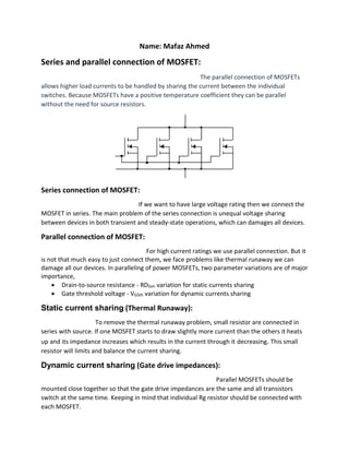 Series and parallel connection of mosfet | PDF